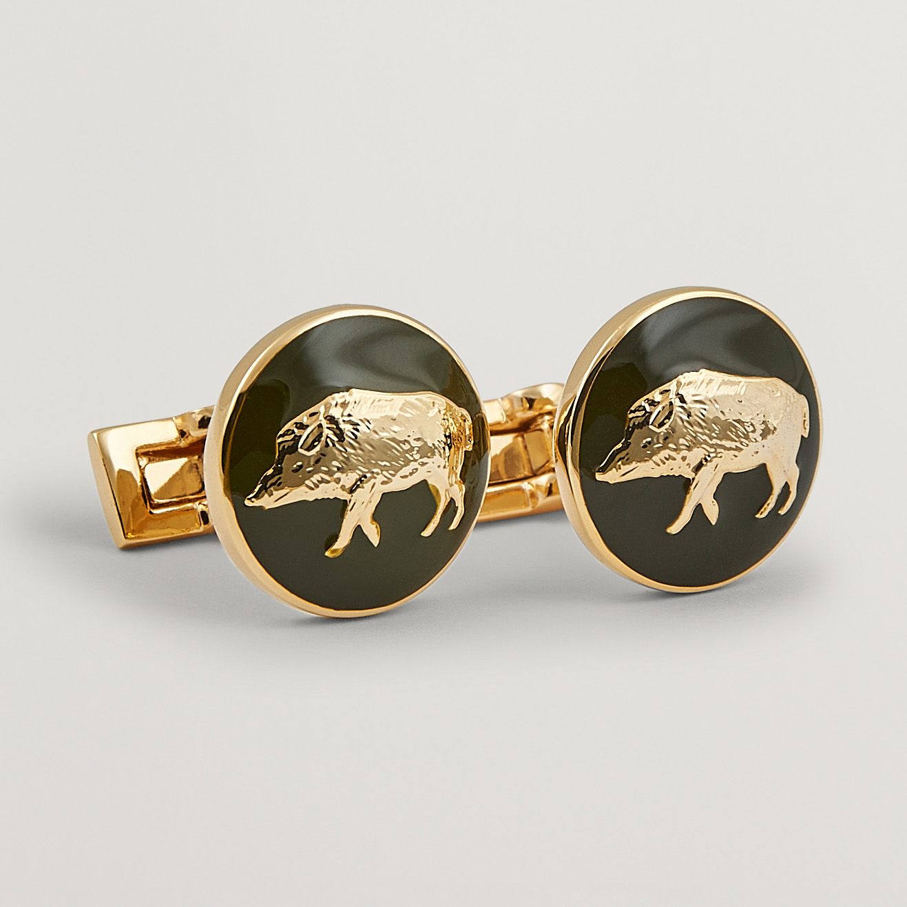 Skultuna Cuff Links Hunter Wild Boar Gold/Green bei Care of Carl