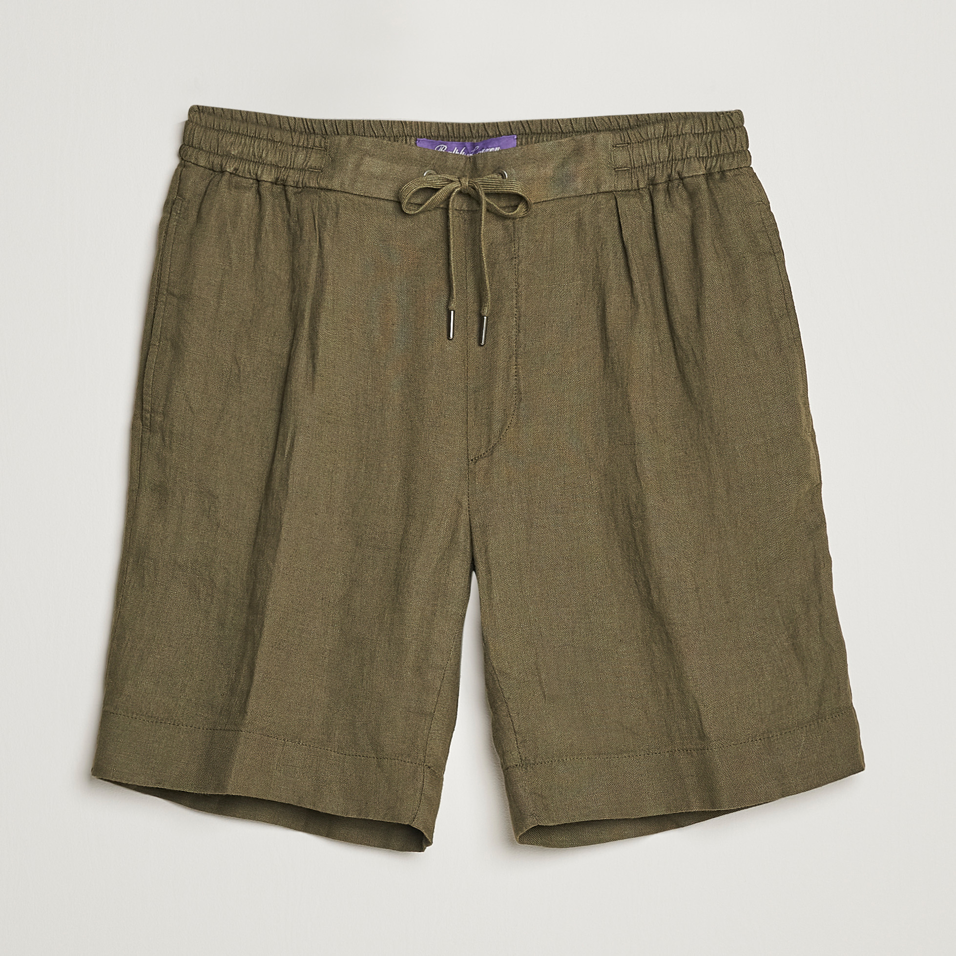 Ralph Lauren Purple Label Rumpled Linen Shorts Olive bei Care of Carl