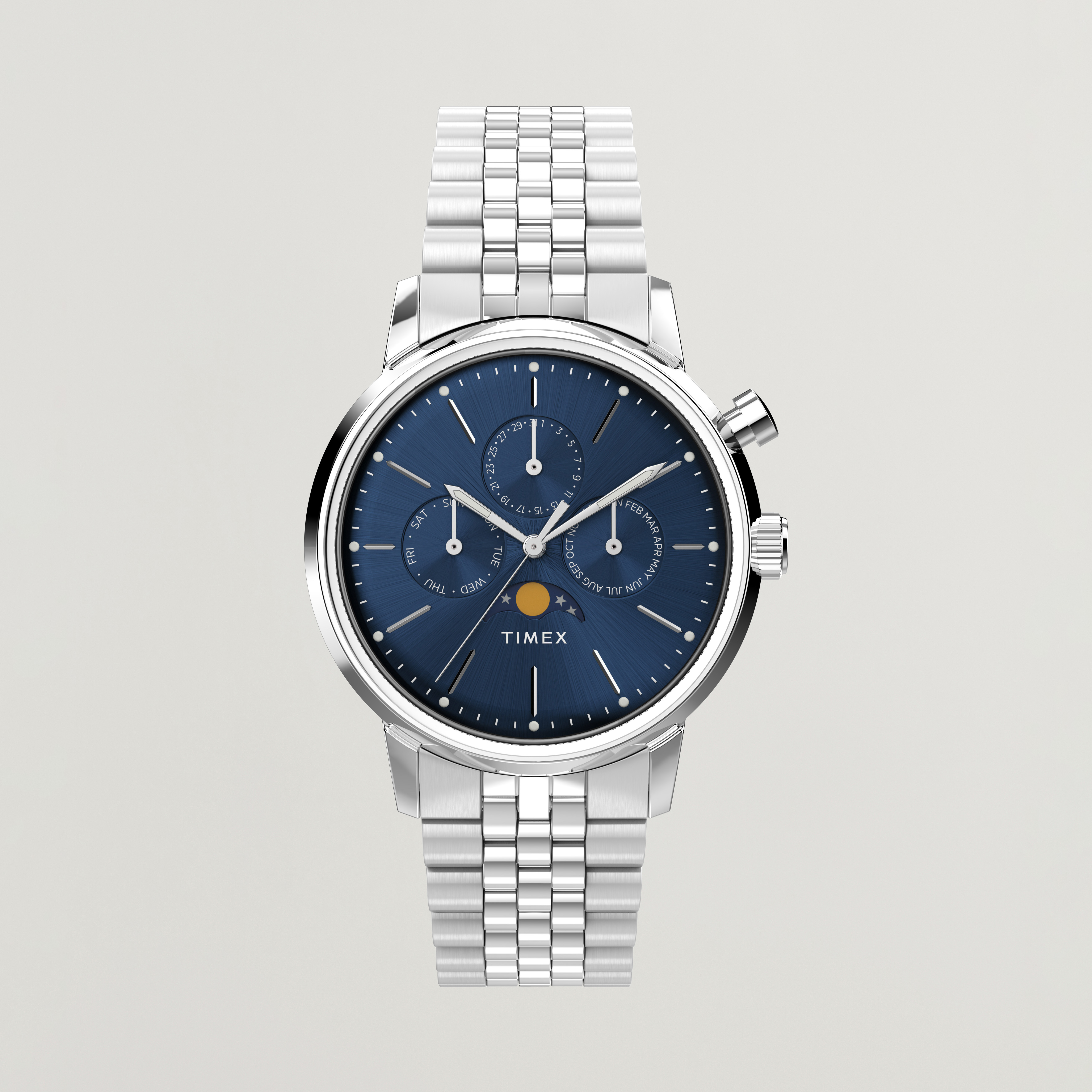 Timex Marlin Moon Phase Quartz Steel 40mm Blue Dial bei Care of Carl