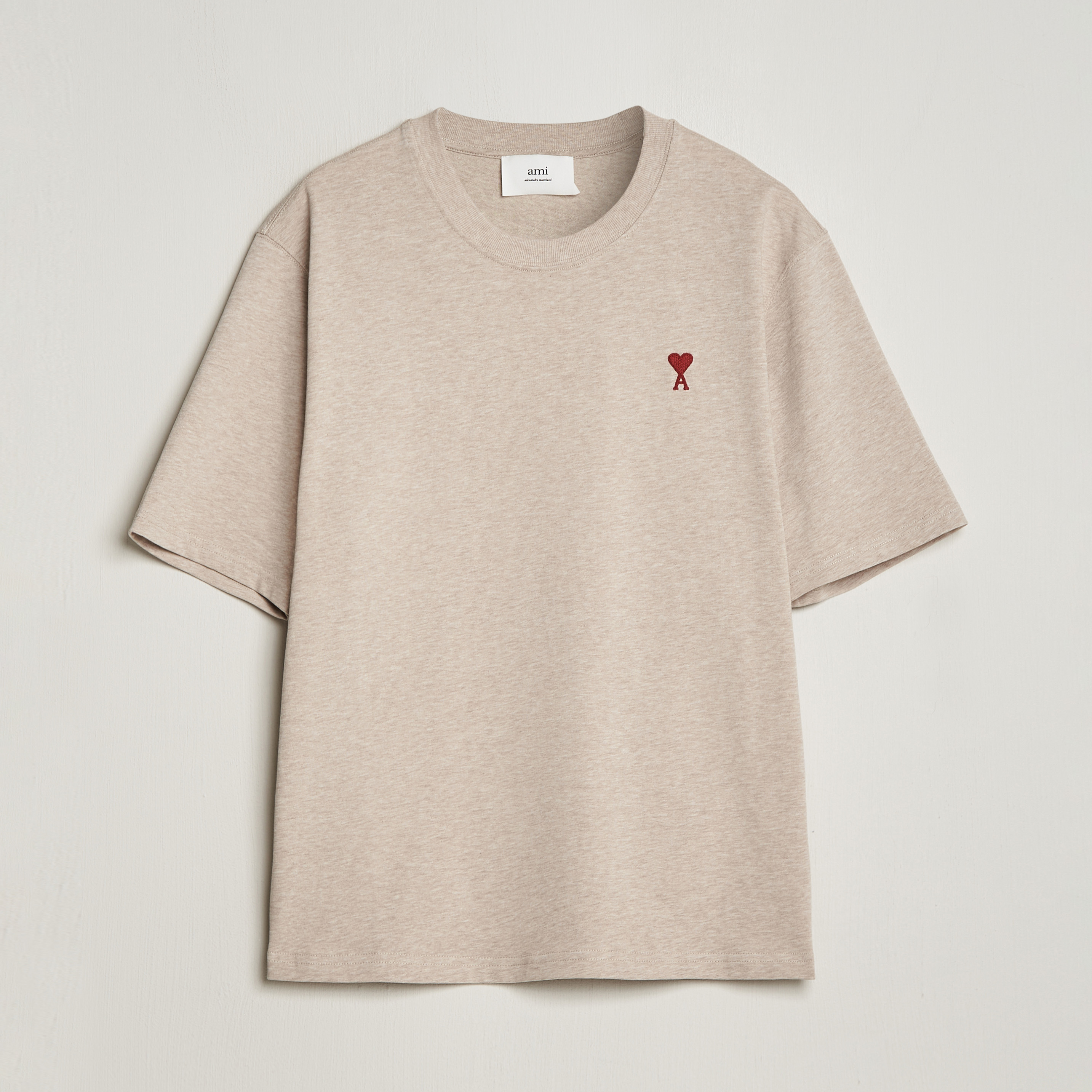 AMI Heart Logo T-Shirt Heather Light Beige bei Care of Carl