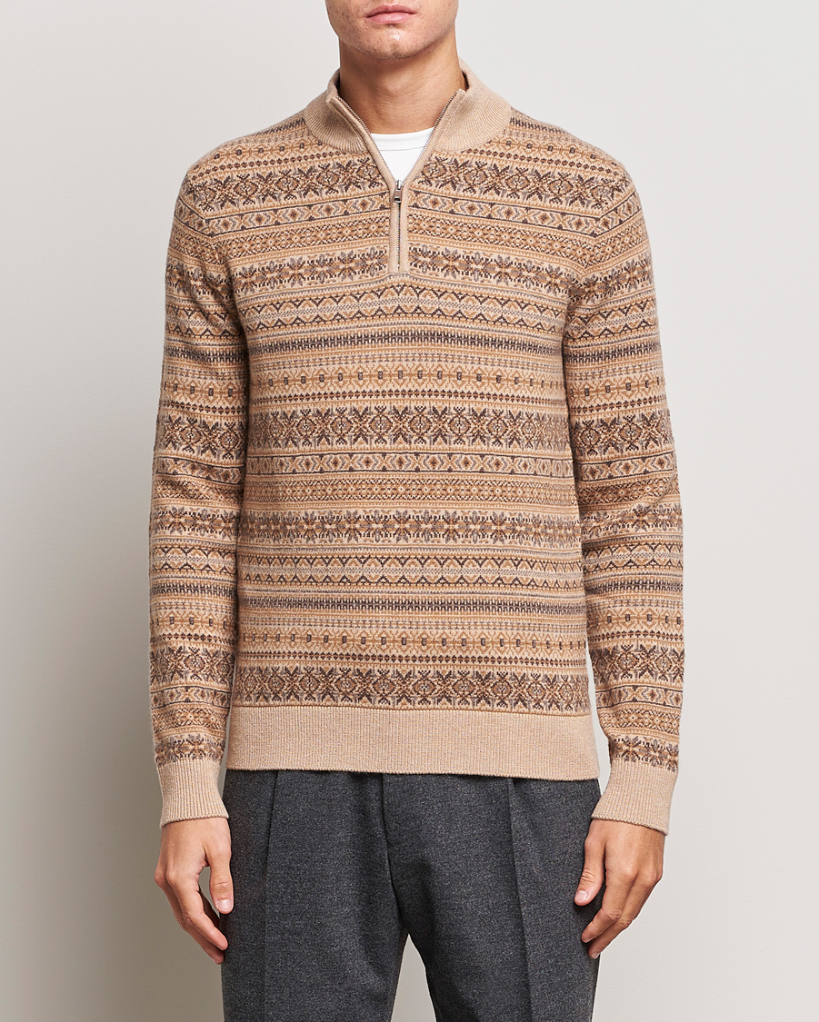 Morris Heritage Freddie Wool/Cashmere Half Zip Camel bei Care of Carl
