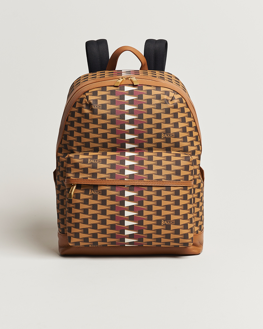 Bally Pennant Monogram Leather Backpack Brown bei Care of Carl